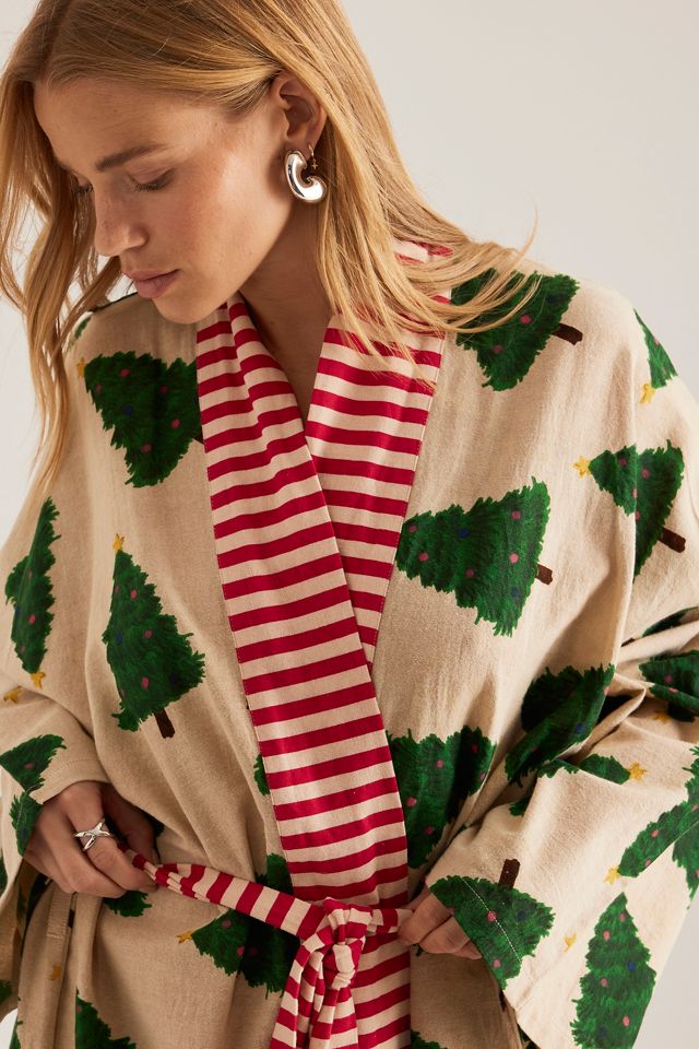 Anna + Nina Christmas Forest Long Kimono | Anthropologie UK