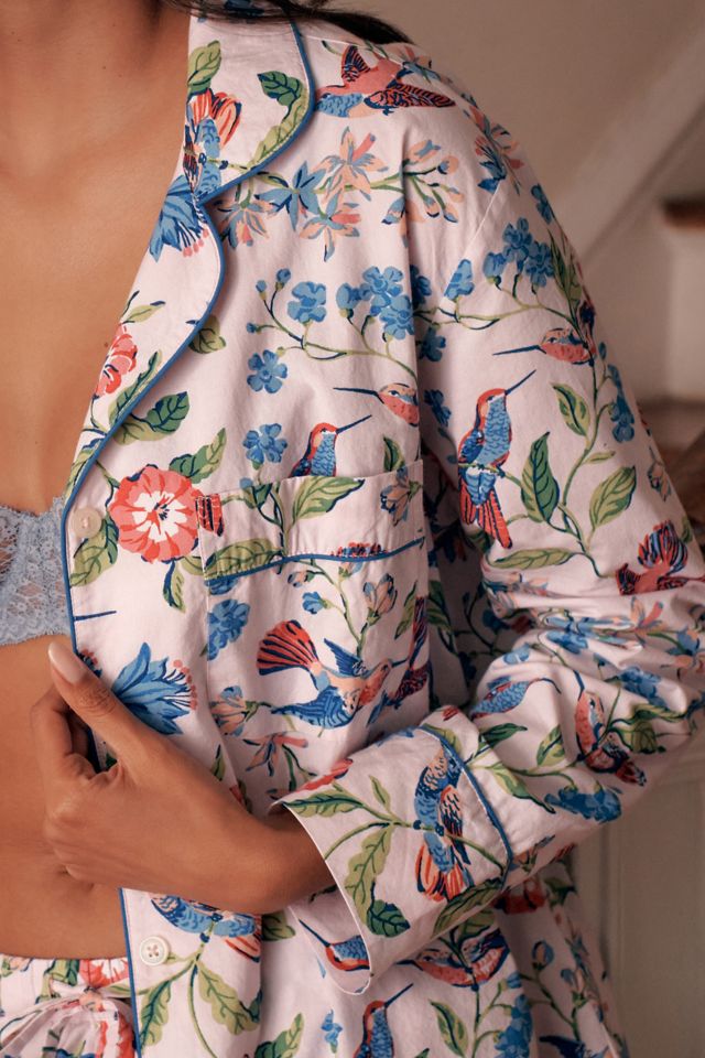 Printfresh Hummingbird Haven Long-Sleeve Pajama Set | Anthropologie