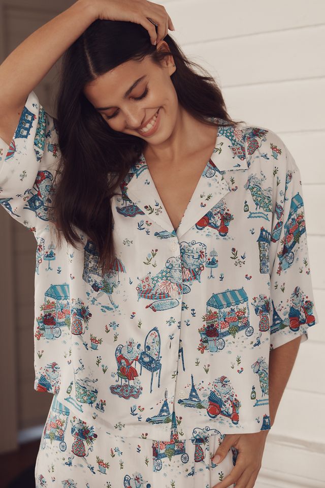 Printfresh Parisian Satin Pajama Set | Anthropologie