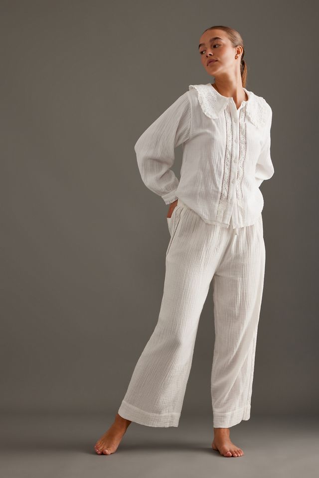 Desmond & Dempsey Fancy Collar Long Pyjama Set | Anthropologie UK