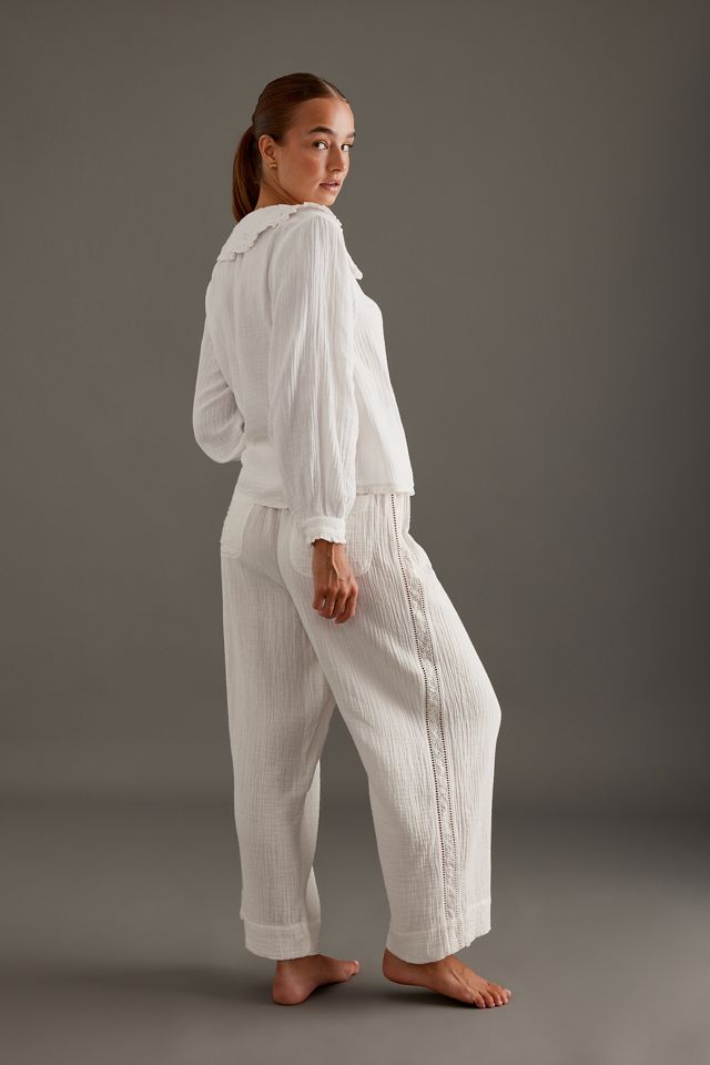 Desmond & Dempsey Fancy Collar Long Pyjama Set | Anthropologie UK