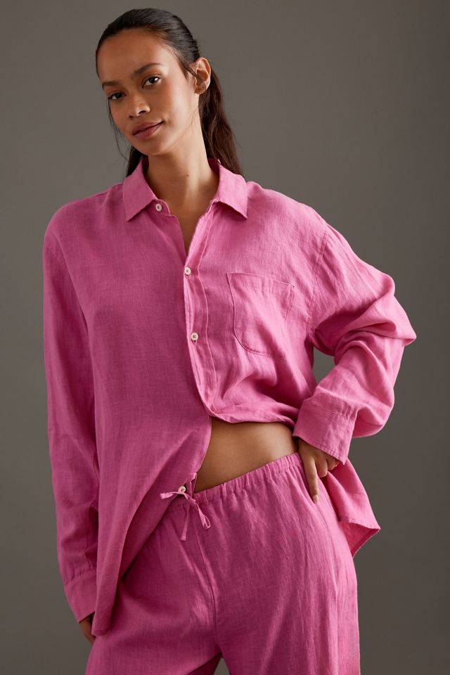 Desmond & Dempsey Linen Long-Sleeve Lounge Set | Anthropologie UK