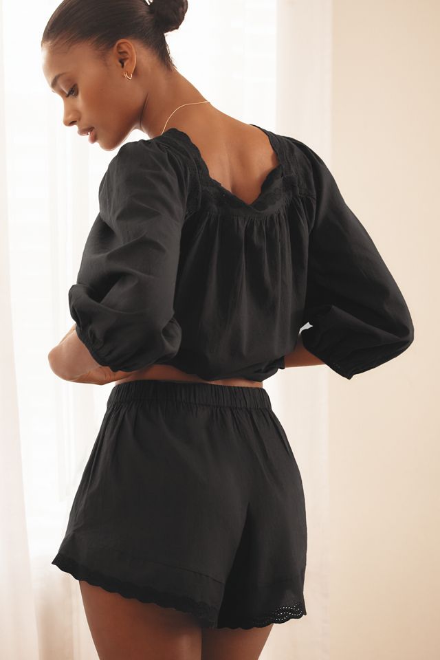 THE GREAT. SLEEP The Eyelet Tap Shorts | Anthropologie