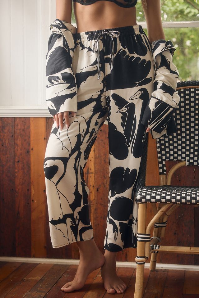 Cecilia Pettersson for Anthropologie Wide-Leg Flannel Pyjama Bottoms ...