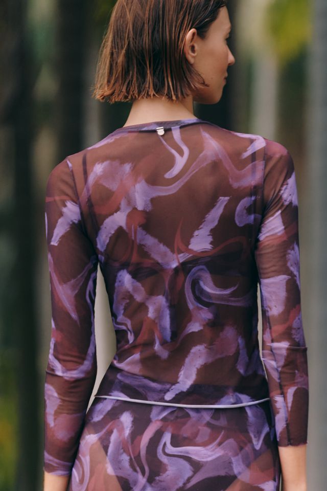 Malai Sleek Mesh Long Sleeve Top | Anthropologie