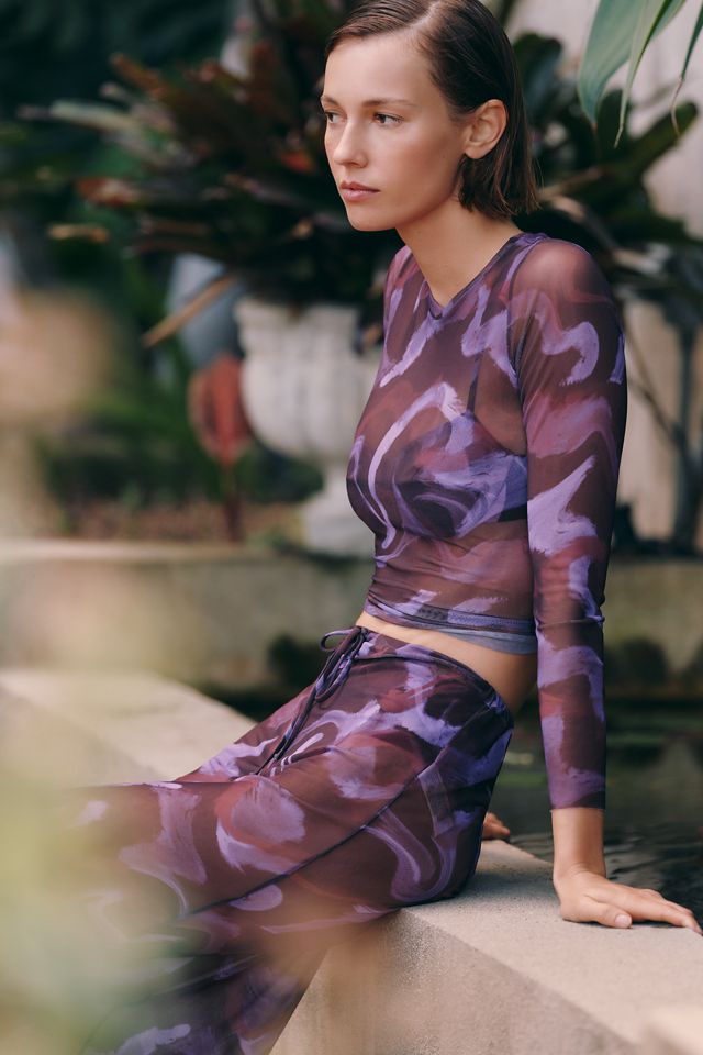 Malai Sleek Mesh Long Sleeve Top | Anthropologie