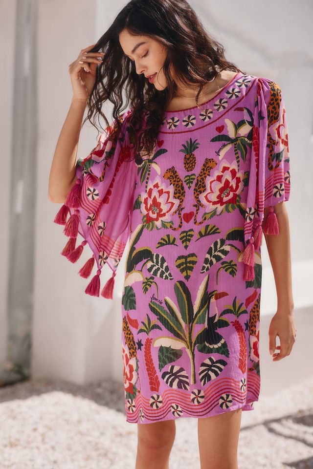 Farm Rio Pink Leopard Forest Cover-Up Dress | Anthropologie