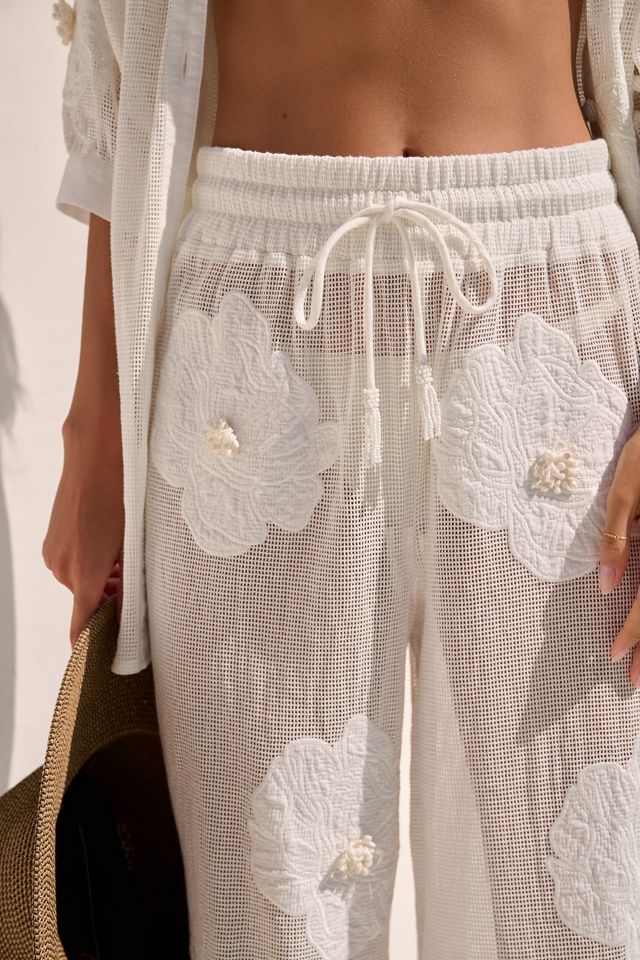 Farm Rio Flower Mesh Pants | Anthropologie