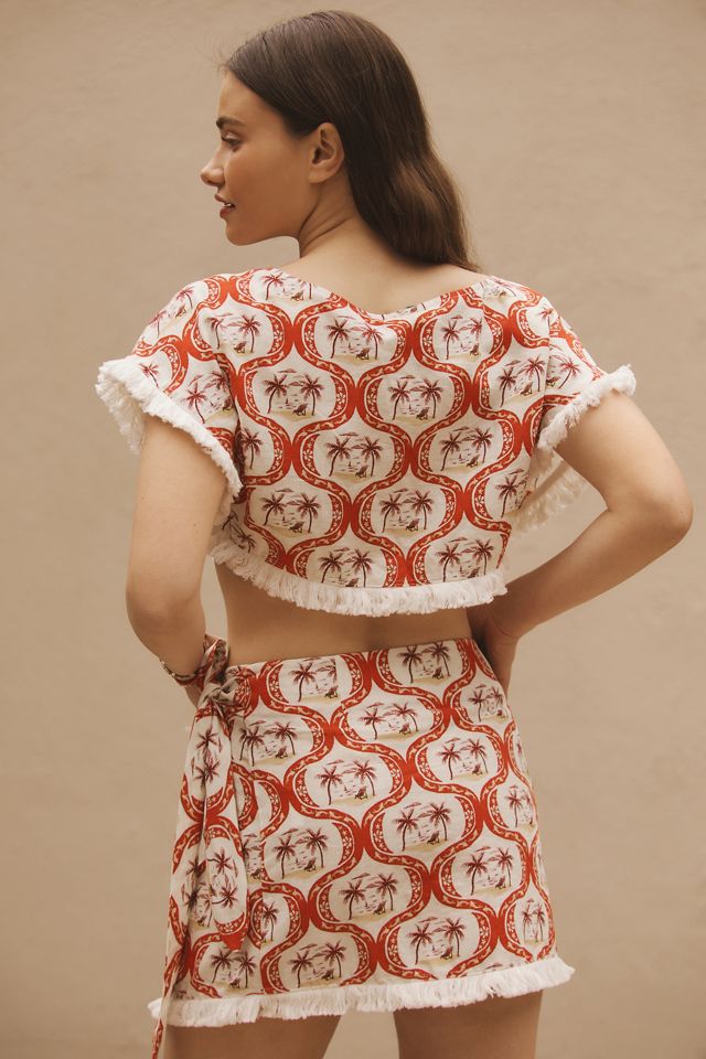 Farm Rio Summer Beach Linen Mini Skirt | Anthropologie