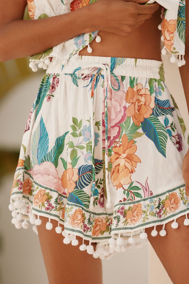 Farm Rio Sweet Bloom Tassel Pull-On Shorts | Anthropologie