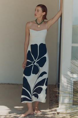 Cala de la Cruz Paloma Sleeveless Linen Midi Dress | Anthropologie