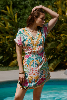 Farm Rio Short-Sleeve Cover-Up Dress | Anthropologie