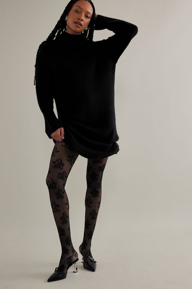 Sneaky Fox Ava Sheer Lace Pattern Tights | Anthropologie UK