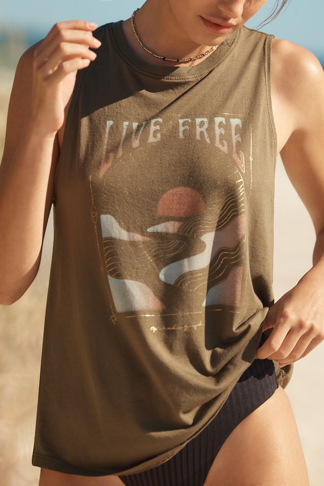 Spiritual Gangster Live Free Jade Muscle Tank | Anthropologie