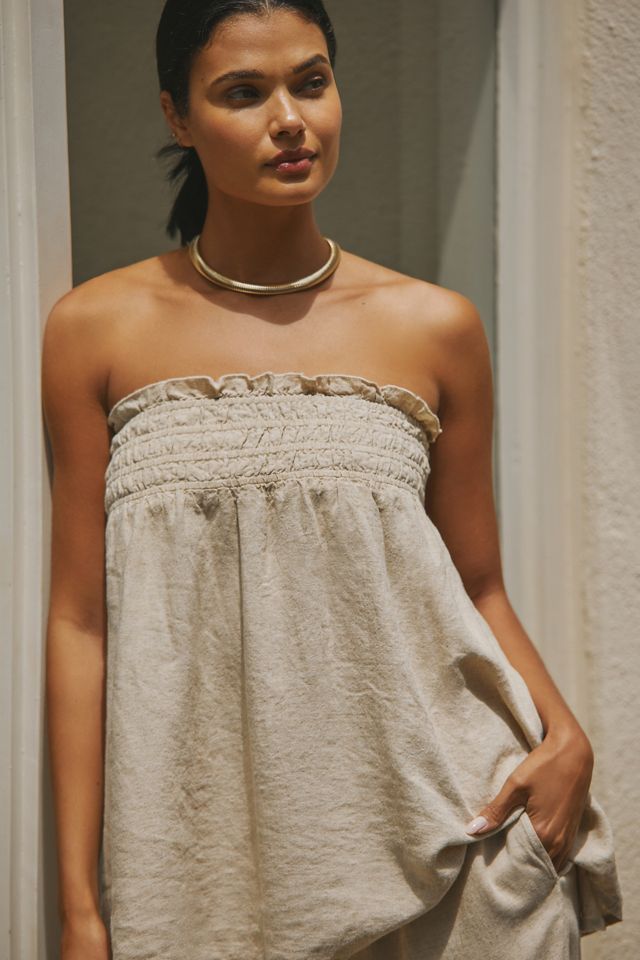 The Aubrey Strapless Linen Top | Anthropologie