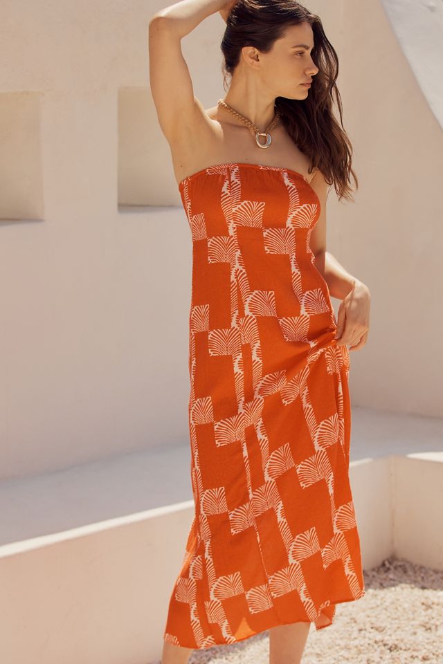 The Aliza Strapless Linen Maxi Dress | Anthropologie