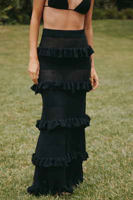 BLITHE Tiered Knit Maxi Skirt | Anthropologie