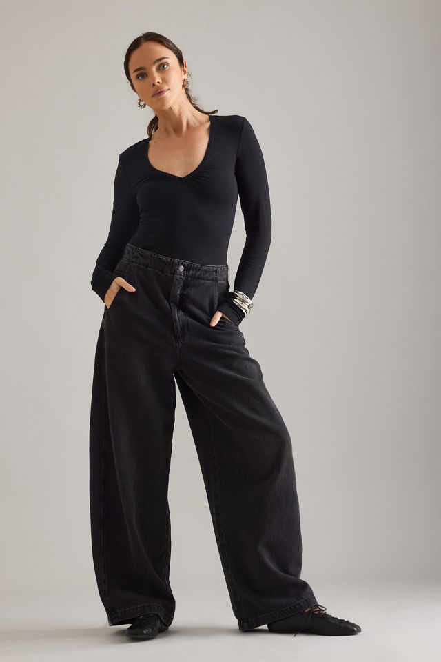 Maeve Langarm-Oberteil mit geraffter Vorderseite | Anthropologie DE