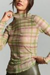 Pilcro Mesh Plaid Turtleneck Top | Anthropologie UK