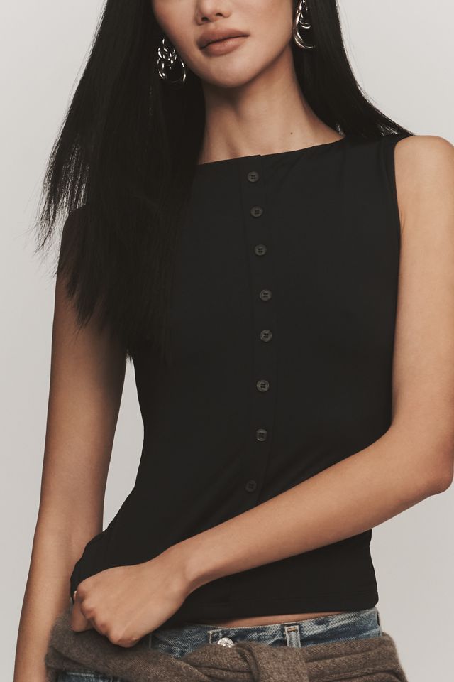 Maeve Button-Front Tank Top | Anthropologie