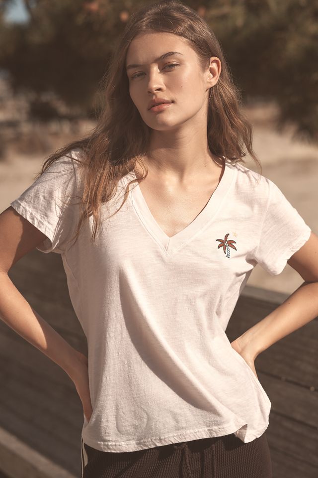 Sundry Deep-V Neck Palm Tree Graphic Tee | Anthropologie