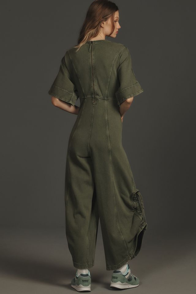 Daily Practice by Anthropologie Horizon Wide-Leg Jumpsuit: Short-Sleeve ...