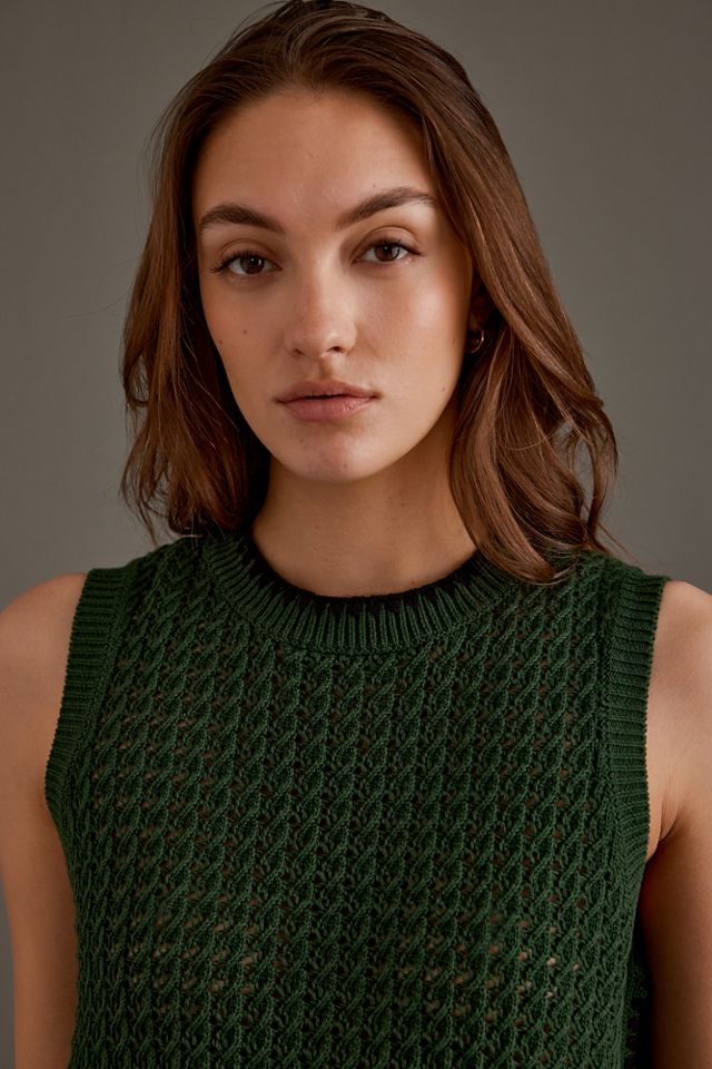 Varley Delaney Crew Neck Open-Stitch Knit Vest | Anthropologie UK