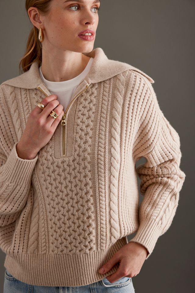 Varley Cable Knit Half-Zip Jumper | Anthropologie UK