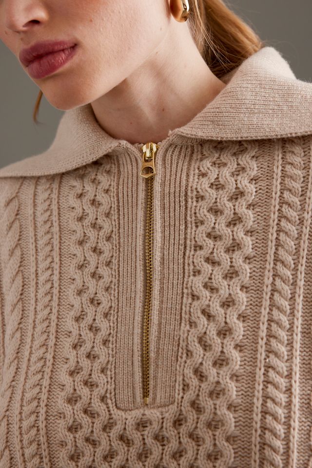Varley Cable Knit Half-Zip Jumper | Anthropologie UK