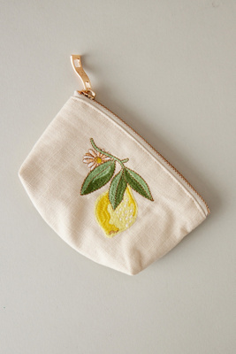 Elizabeth Scarlett Lemon Embroidered Coin Purse | Anthropologie UK