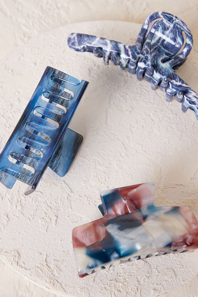Set of 3 Marble Claw Hair Clips | Anthropologie UK