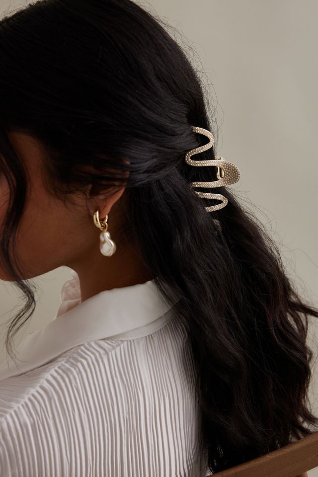 Pearl-Embellished Squiggle Metal Hair Claw Clip | Anthropologie UK