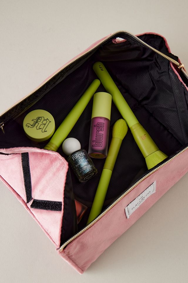 The Flat Lay Co. Open Flat Box Pink Velvet Makeup Bag | Anthropologie UK