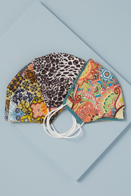 Set of 3 Assorted Mixed-Print Reusable Face Masks | Anthropologie UK