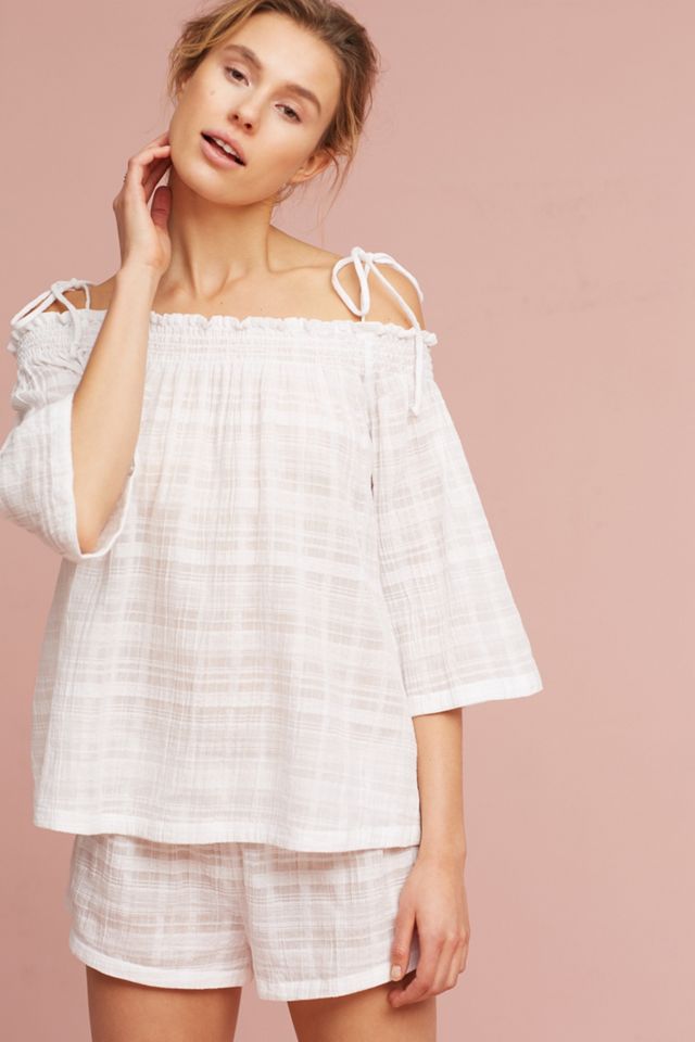 Crinkle Off-The-Shoulder Sleep Top | Anthropologie