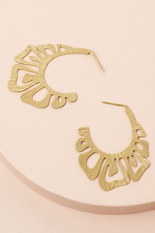 Abstract Gold Leaf Hoop Earrings | Anthropologie UK