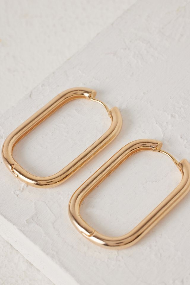 Gold-Plated Large Rectangle Hoop Earrings | Anthropologie UK