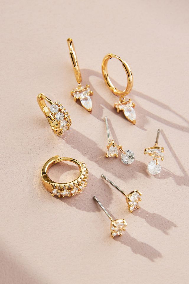 Gold-Plated Birthstone Earrings, Set of 4 | Anthropologie UK