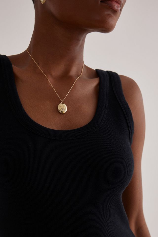 Crystal Etched Circle Locket Necklace | Anthropologie UK