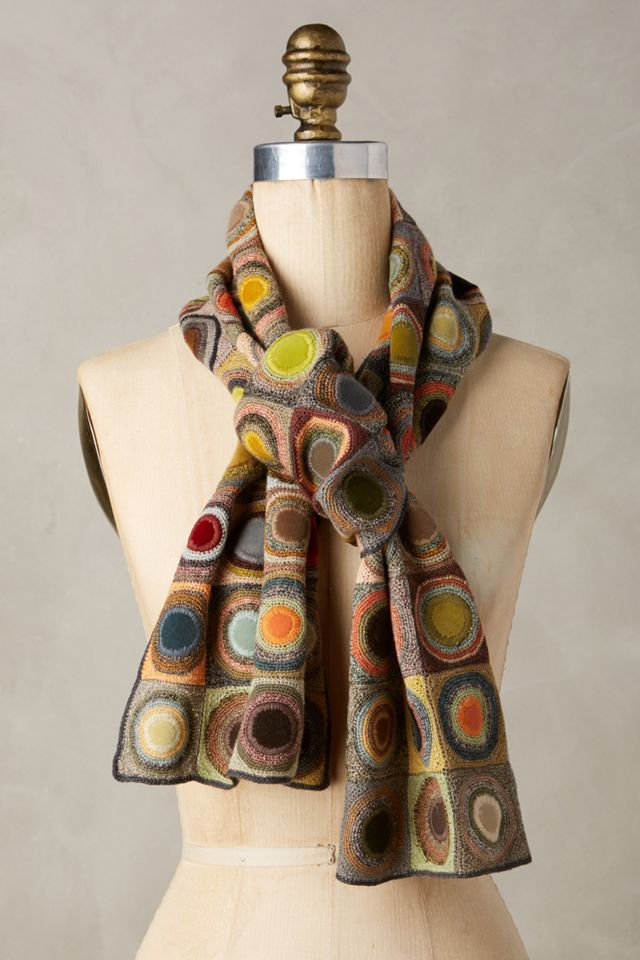 Pieced Circles Wool Scarf | Anthropologie