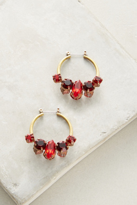 Red Crystal Hoop Earrings | Anthropologie