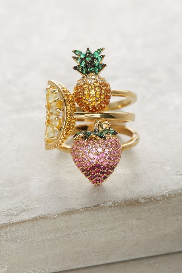 Tropical Fruits Ring Set | Anthropologie