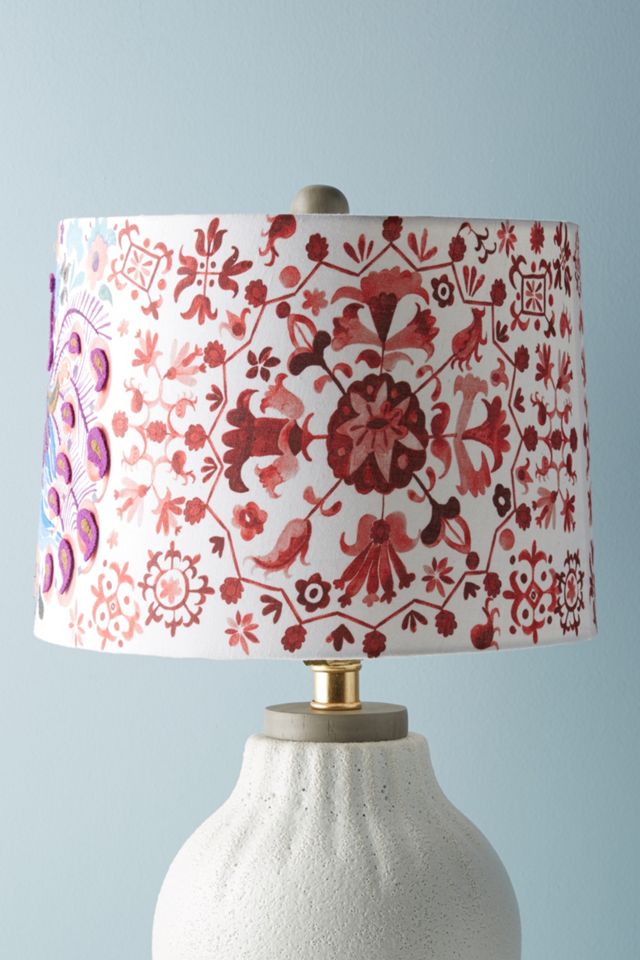 Peacock Badia Embroidered Lamp Shade | AnthroHome