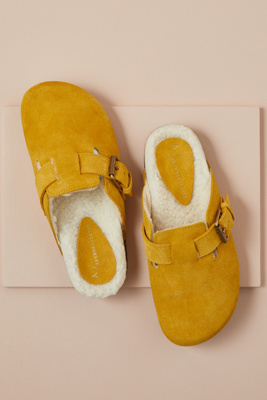 Suede Wool-Lined Mules | Anthropologie UK