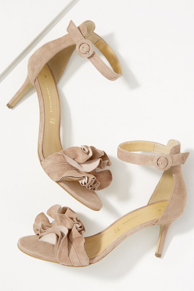 Paolo Mattei Ruffled-Suede Heels | Anthropologie UK