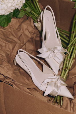 JW PEI Queena Satin Bow Slingback Heels | Anthropologie UK