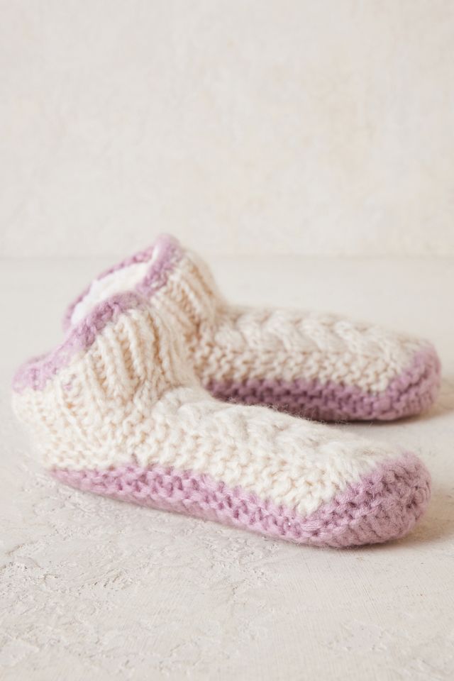Lemon Cable-Knit Bootie Slipper Socks | Anthropologie UK