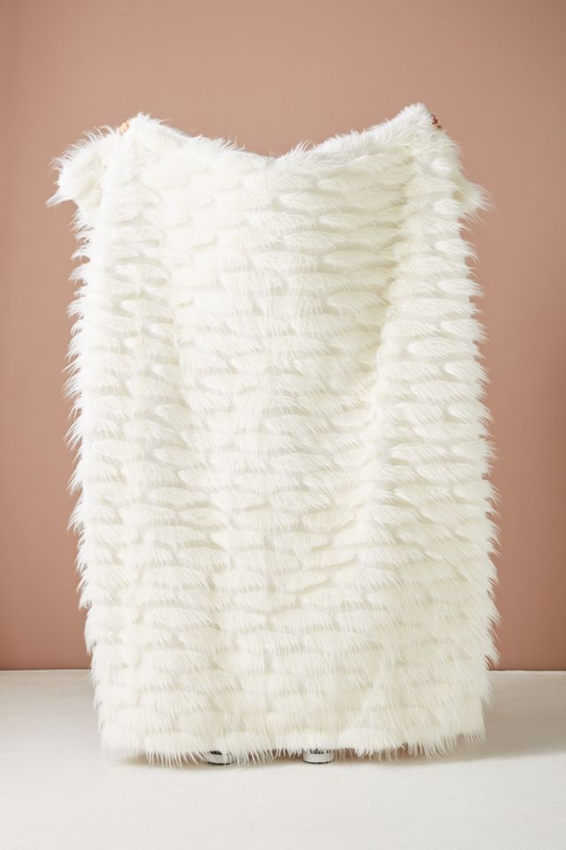 Feathered Faux Fur Throw Blanket | Anthropologie UK
