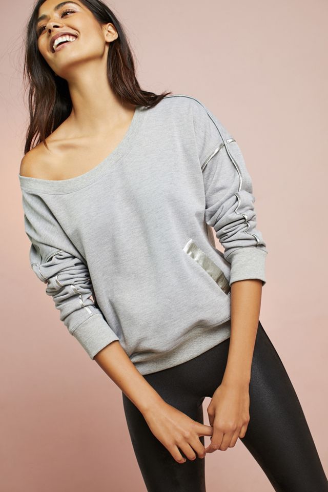 Satin-Trimmed Sweatshirt | Anthropologie