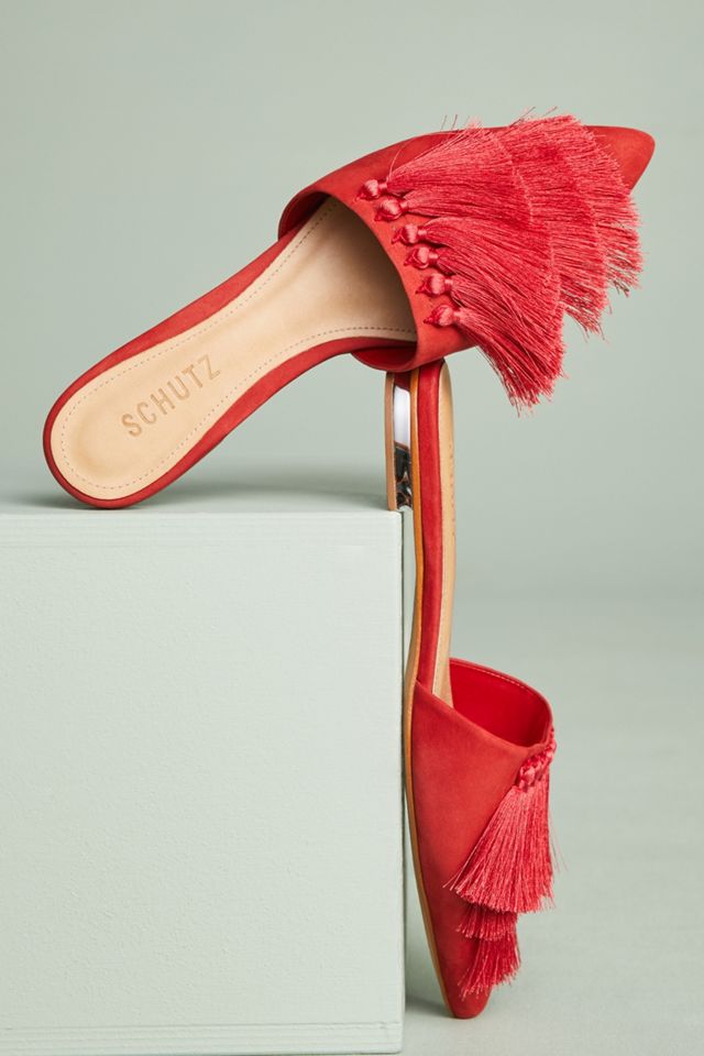 Schutz Lale Tassel Slides | Anthropologie